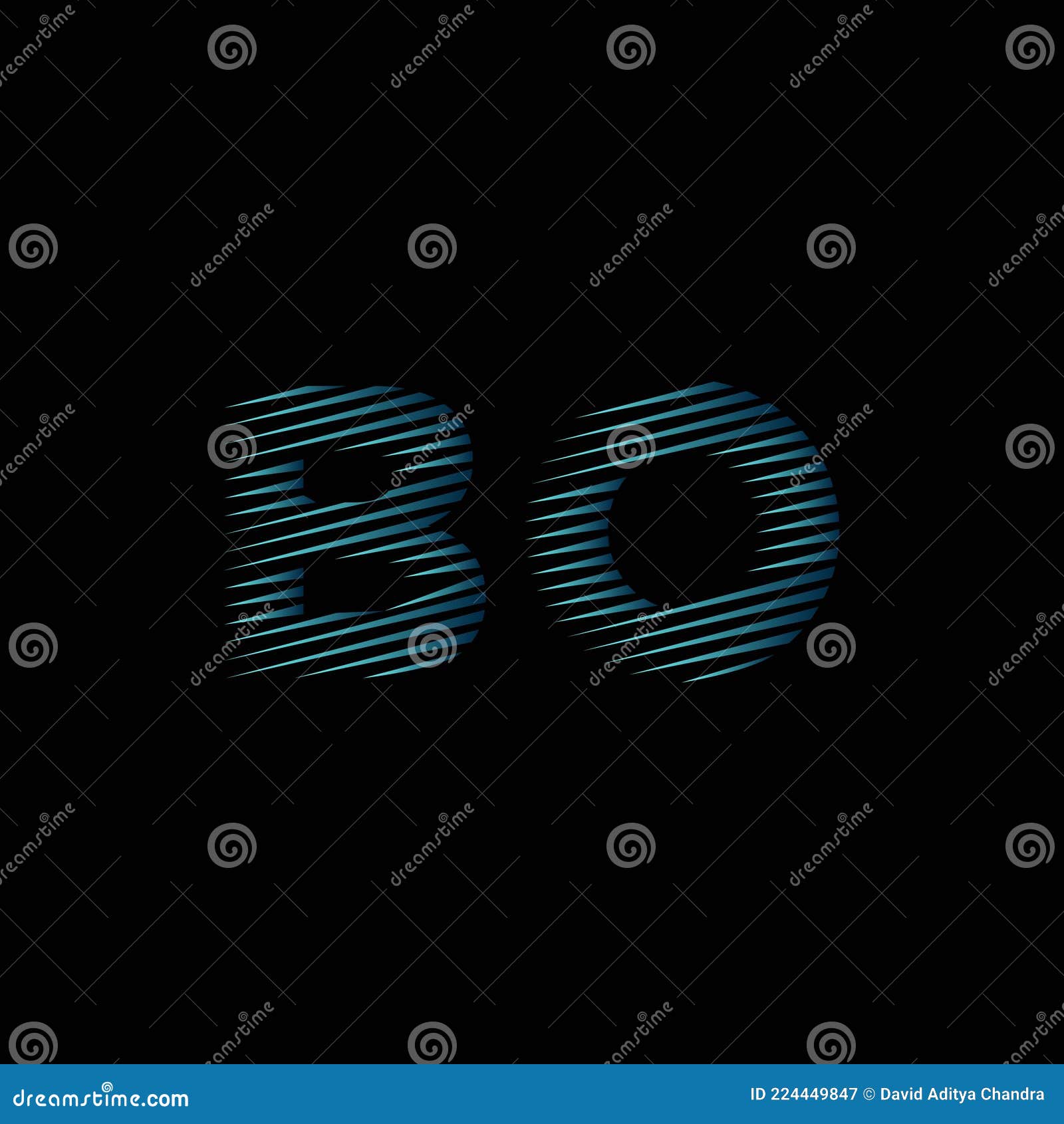 BO Monogram Lines Style Blue Light Vector Stock Vector - Illustration ...