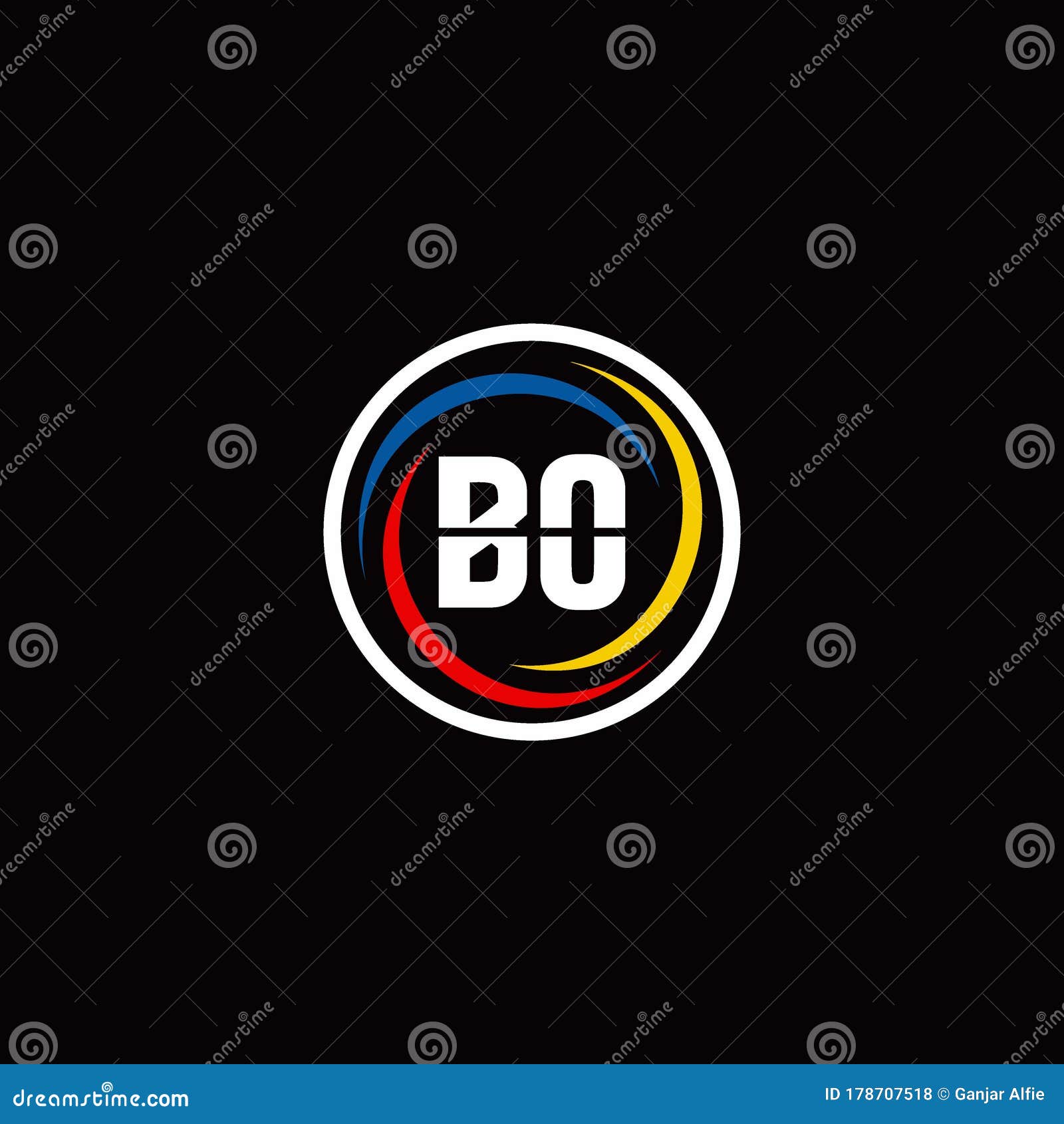BO Monogram Logo Isolated on Circle Shape with 3 Slash Colors Rounded ...