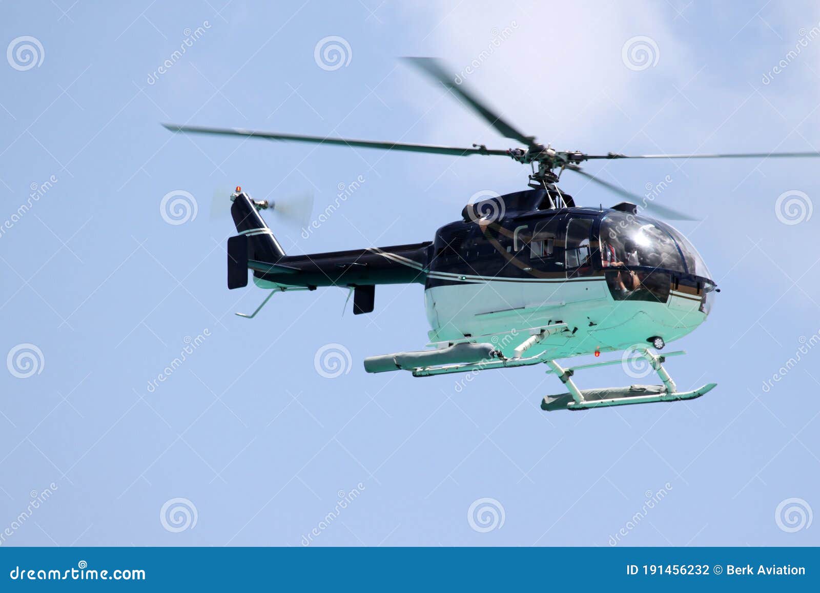 Bo-105 SAR Helicopter Making Low Pass Over Blue Sea Editorial ...