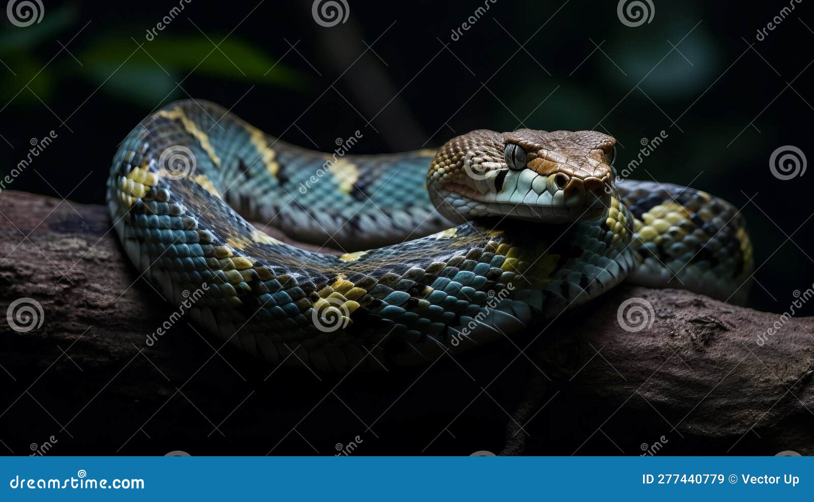 The Boa Constrictor. Snake on Branch Stock Illustration - Illustration ...