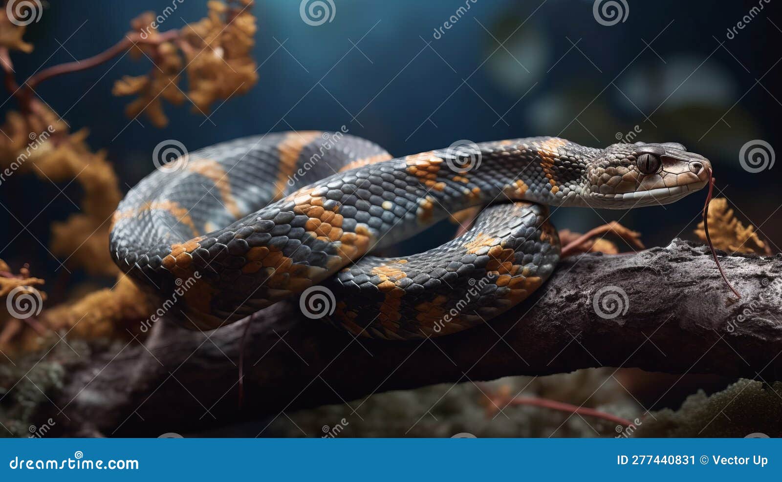 The Boa Constrictor. Snake on Branch Stock Illustration - Illustration ...