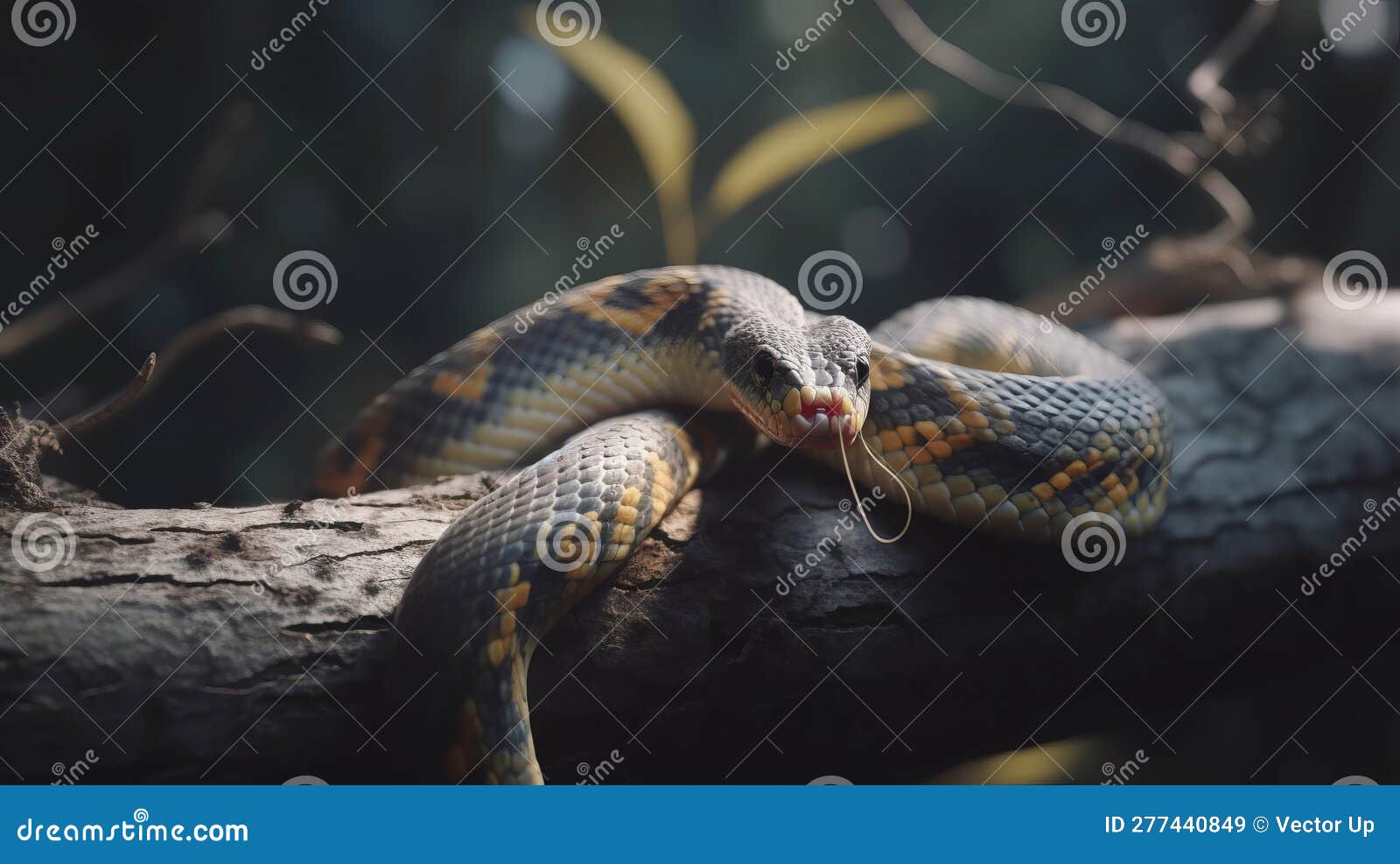 The Boa Constrictor. Snake on Branch Stock Illustration - Illustration ...