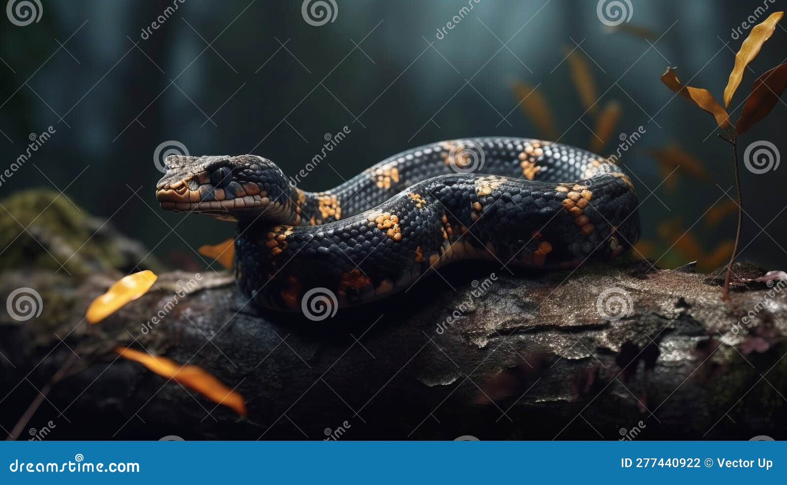 The Boa Constrictor. Snake on Branch Stock Illustration - Illustration ...