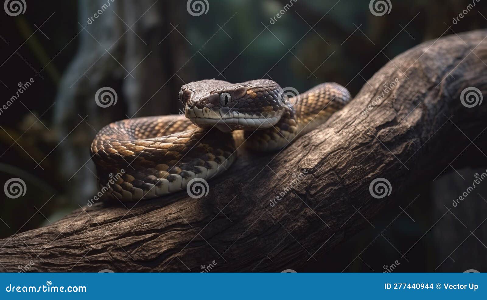 The Boa Constrictor. Snake on Branch Stock Illustration - Illustration ...