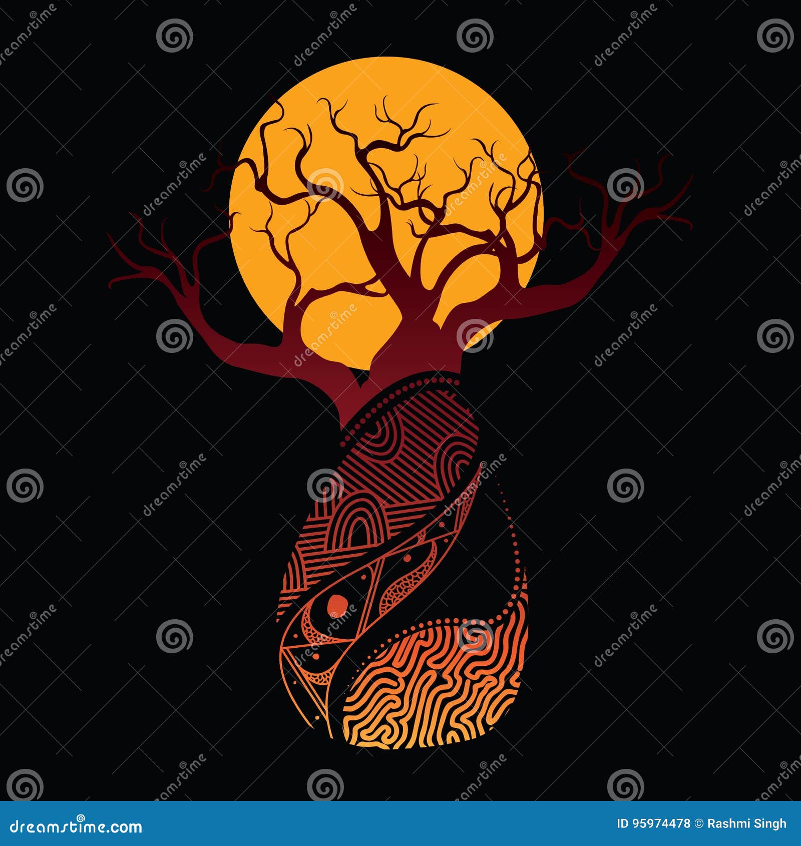 Aboriginal Tree, Aboriginal Art Vector Painting With Tree, Save Tree ...
