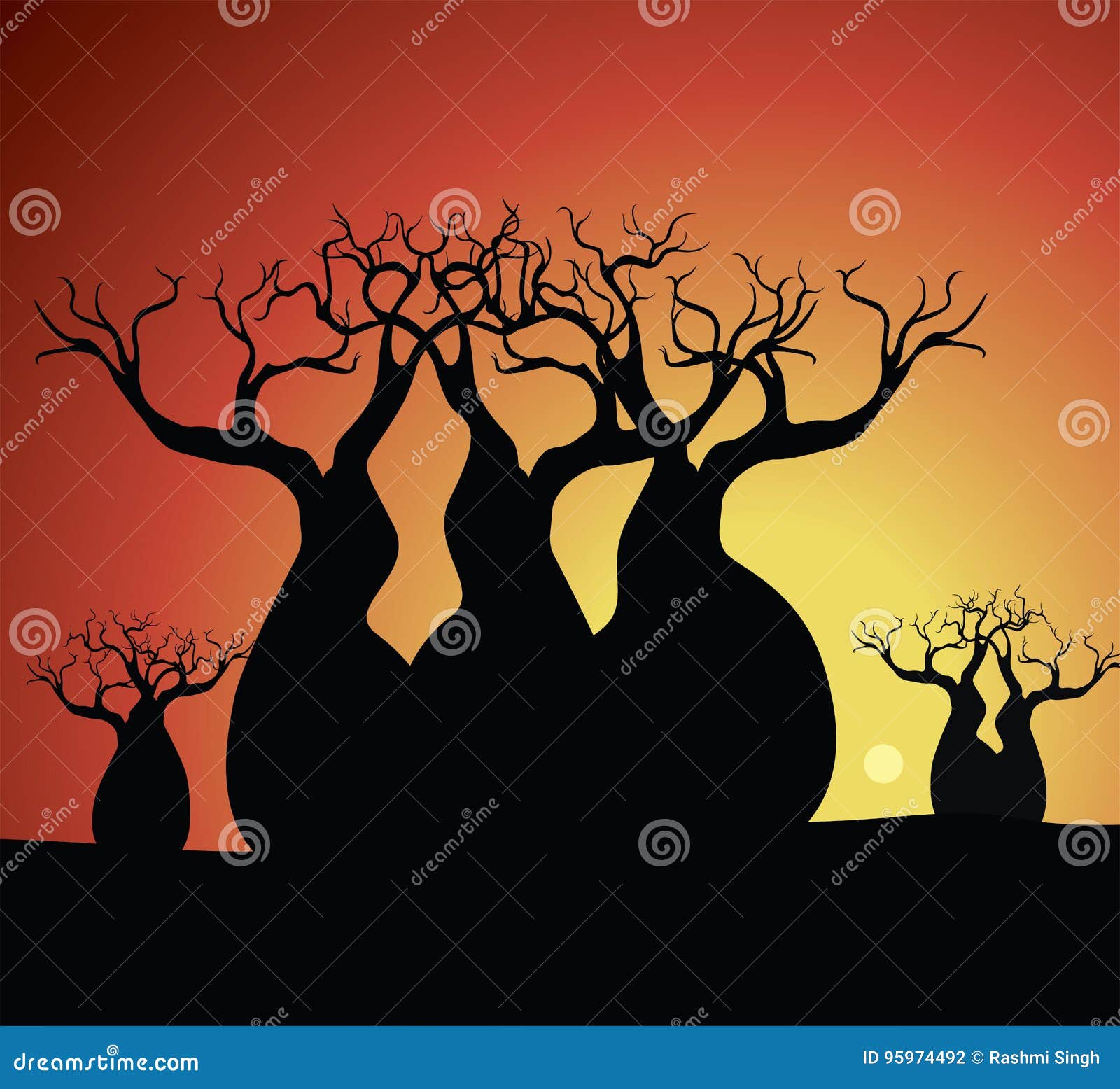 Boab & X28;Baobab& X29; Tree Vector Painting. Stock Vector ...