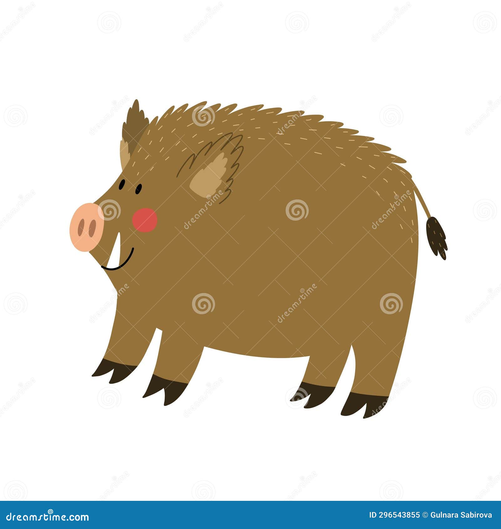 Cute Boar in Cartoon Style. Forest Character for Kids Design Stock ...