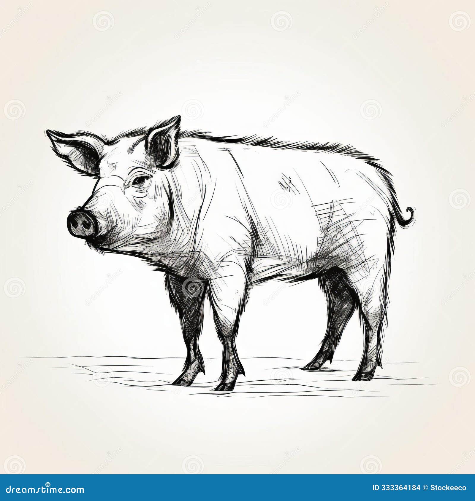 Realistic Boar One-line Drawing in Minimalist Style Artwork Stock ...