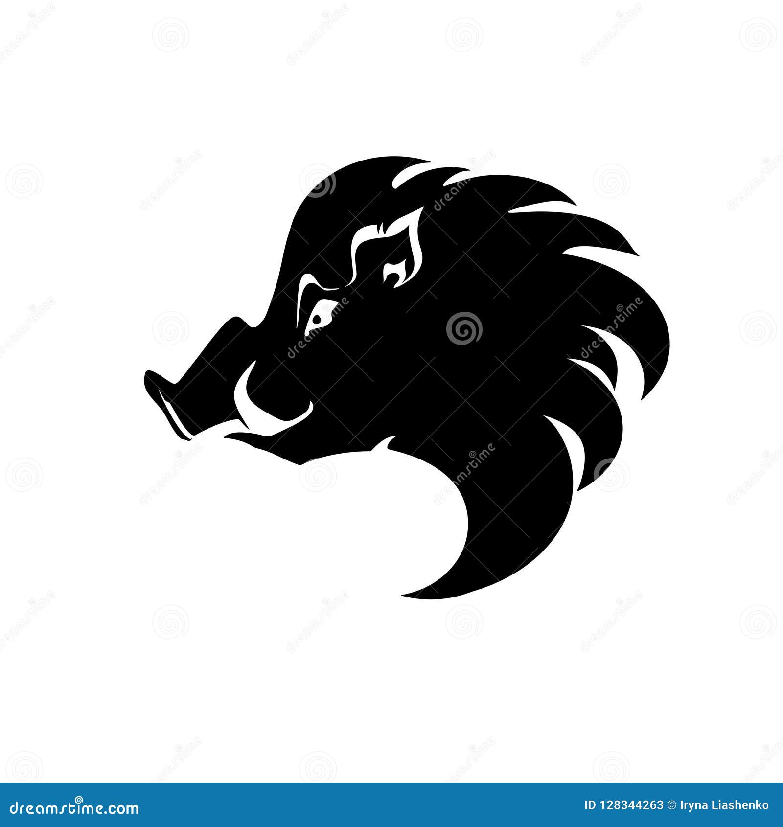 Boar head on white. stock illustration. Illustration of wild - 128344263