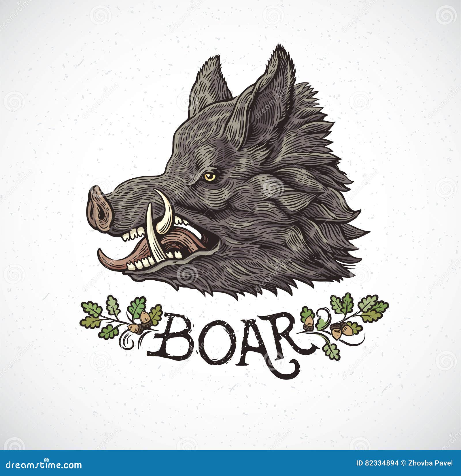 Boar head. stock vector. Illustration of force, hunting - 82334894