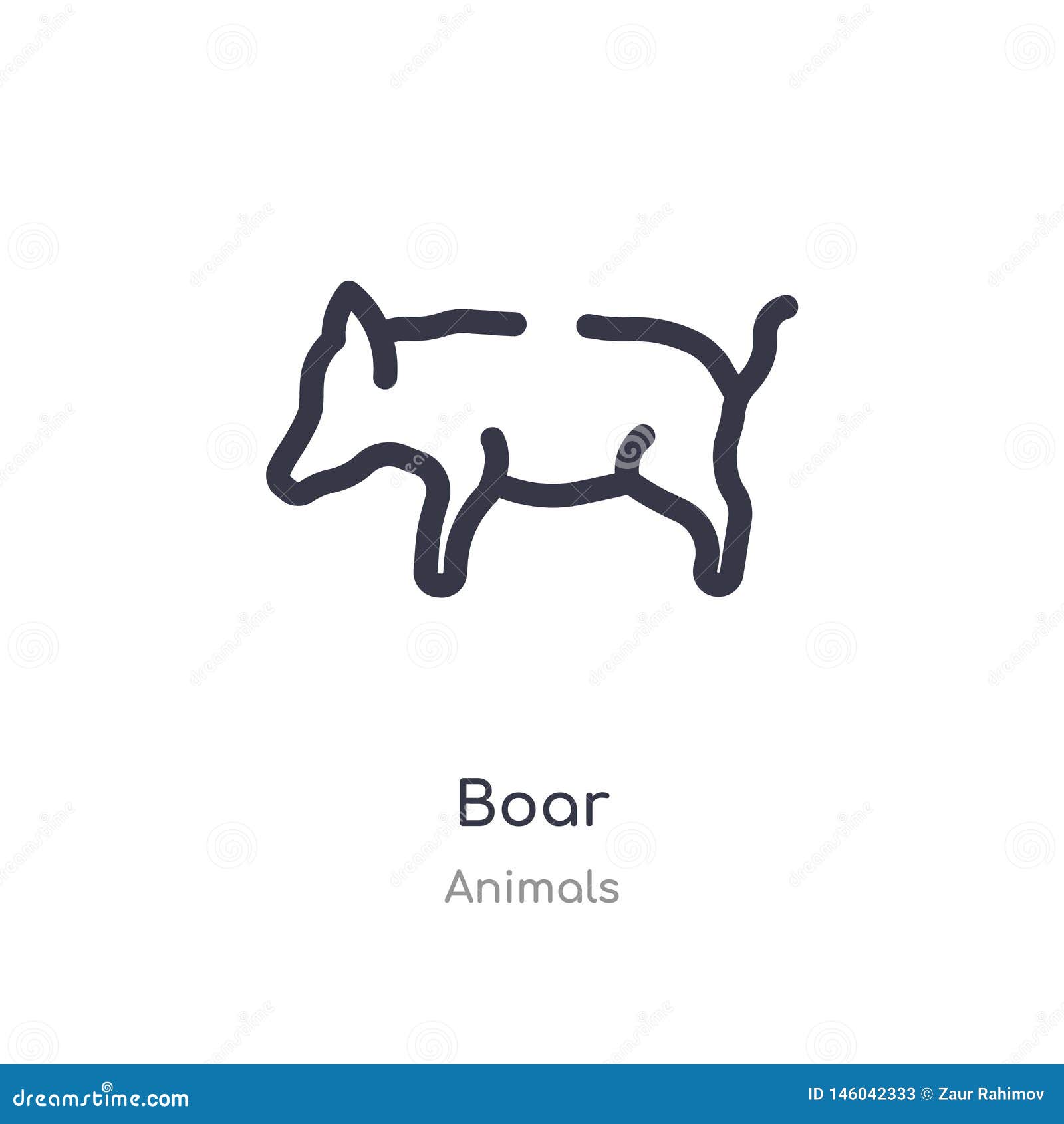 Boar Outline Icon. Isolated Line Vector Illustration from Animals ...
