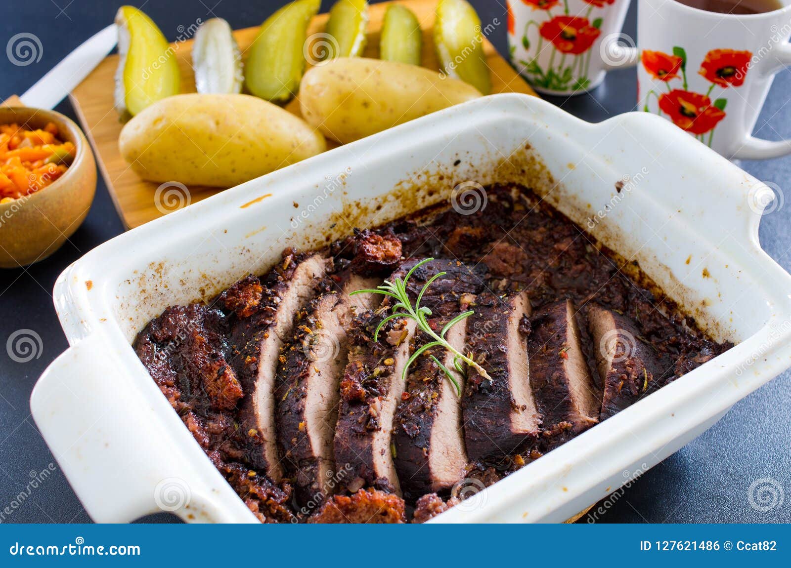 Boar Roast in the Baking Form Stock Photo - Image of season, plate ...