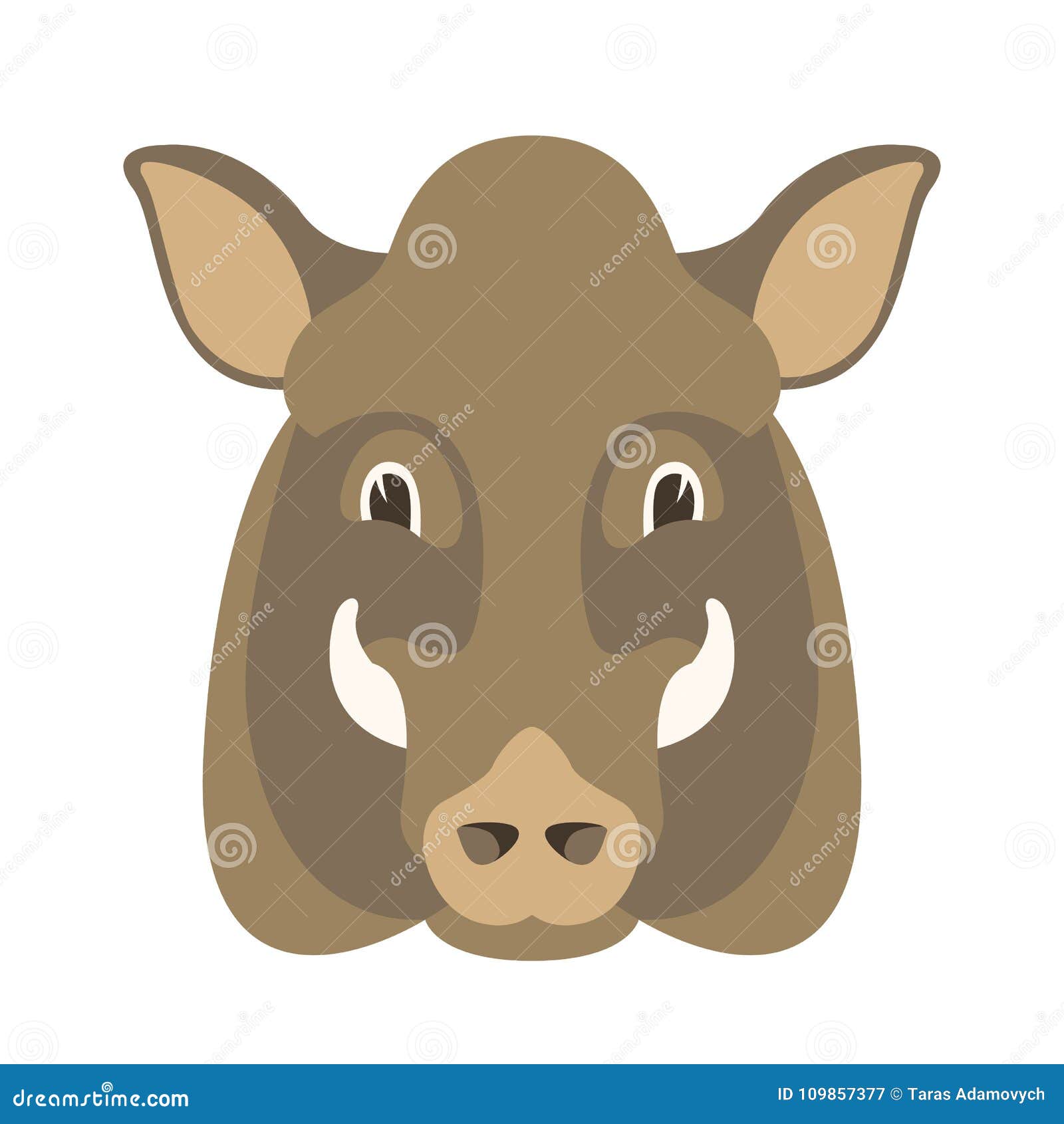 Boar Wild Head Face Vector Illustration Flat Style Front Stock Vector ...