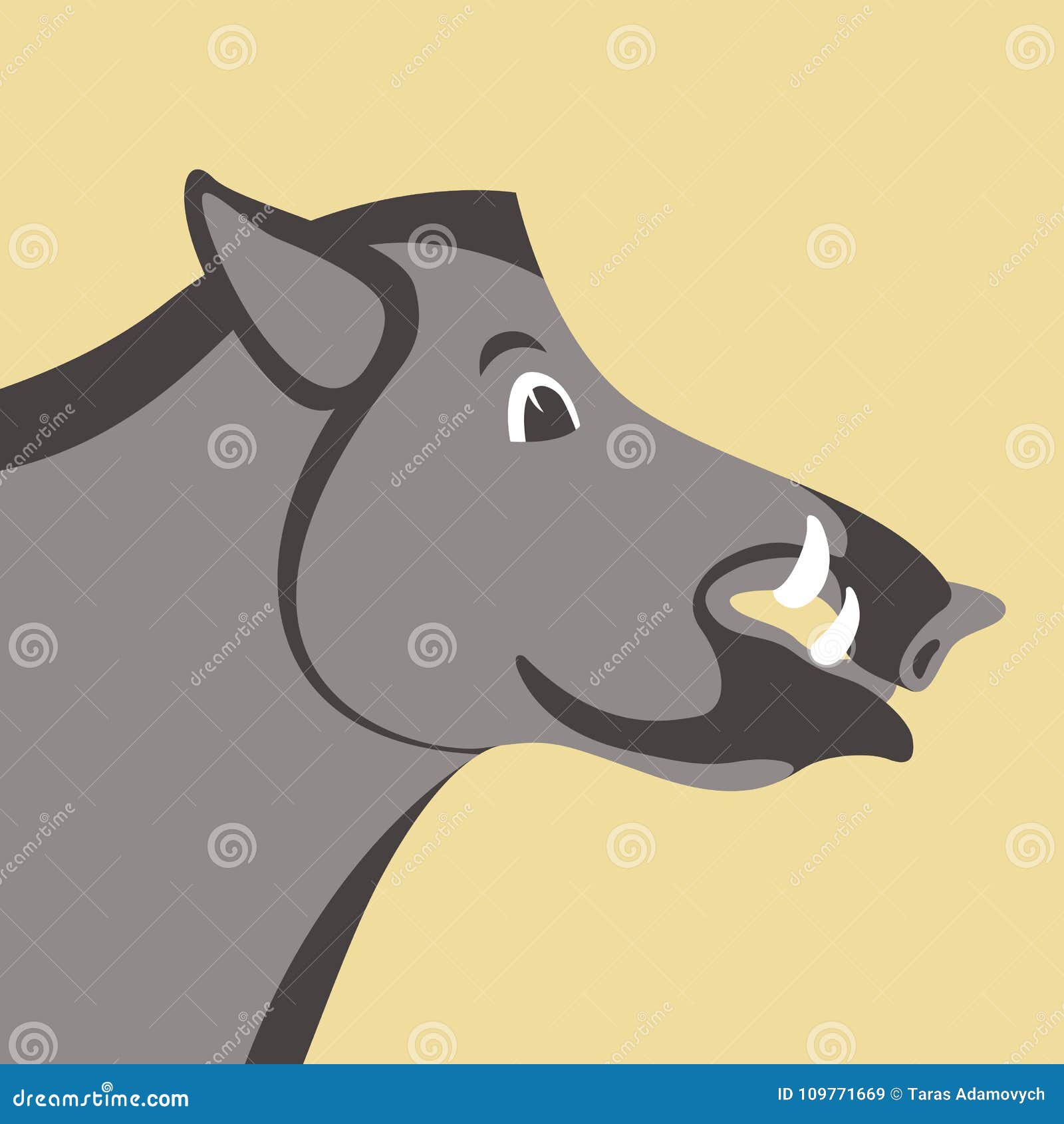 Boar Wild Head Vector Illustration Flat Style Profile Stock Vector ...