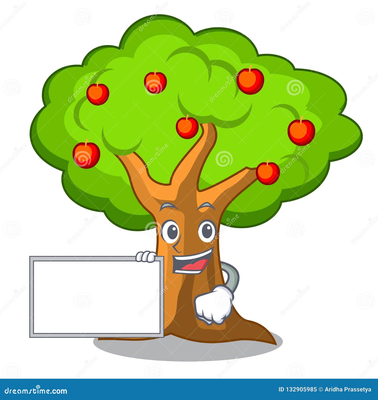 With Board Apple Orchard with Basket of Cartoon Stock Vector ...