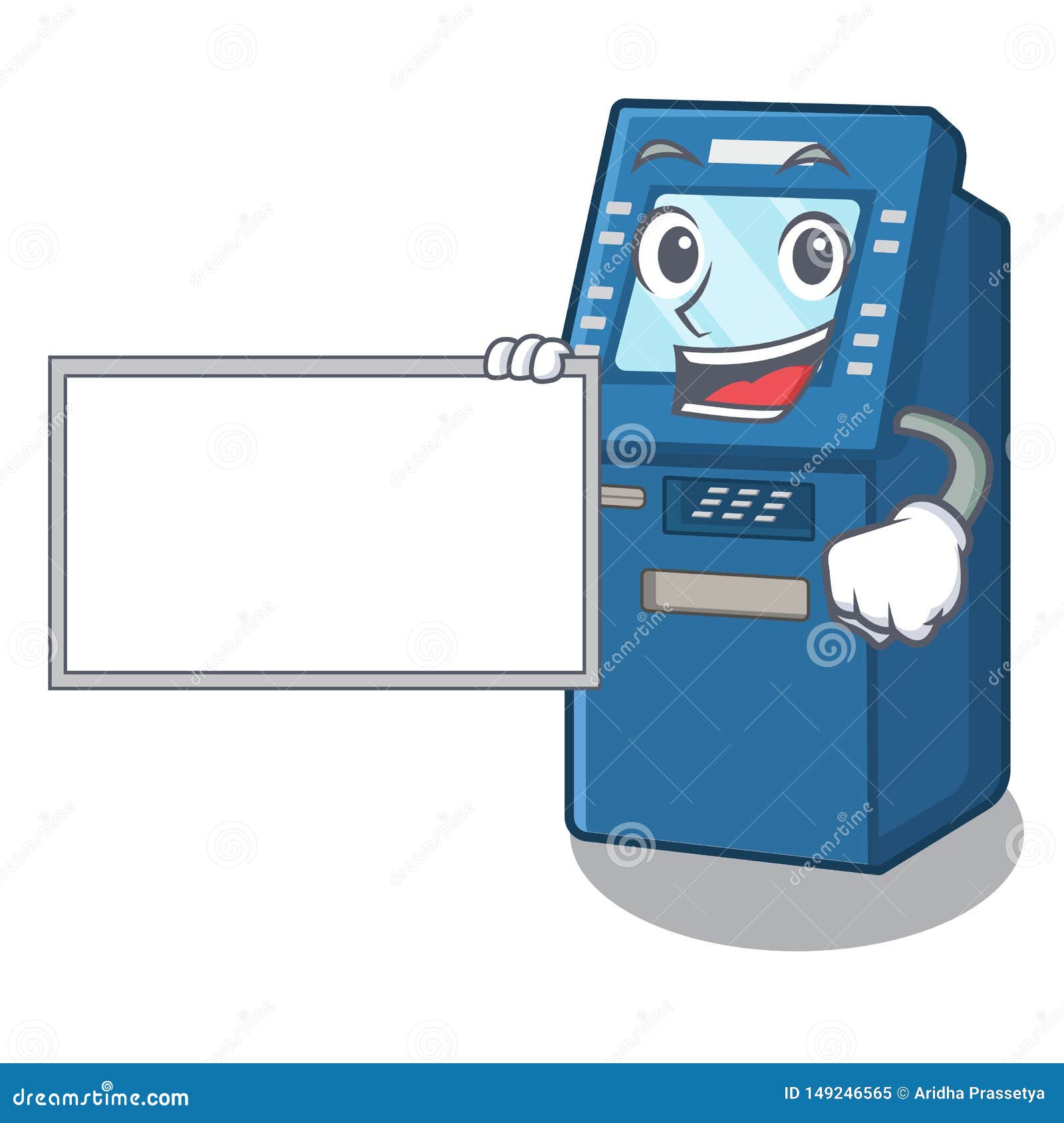 With Board ATM Machine Isolated with the Mascot Stock Vector ...