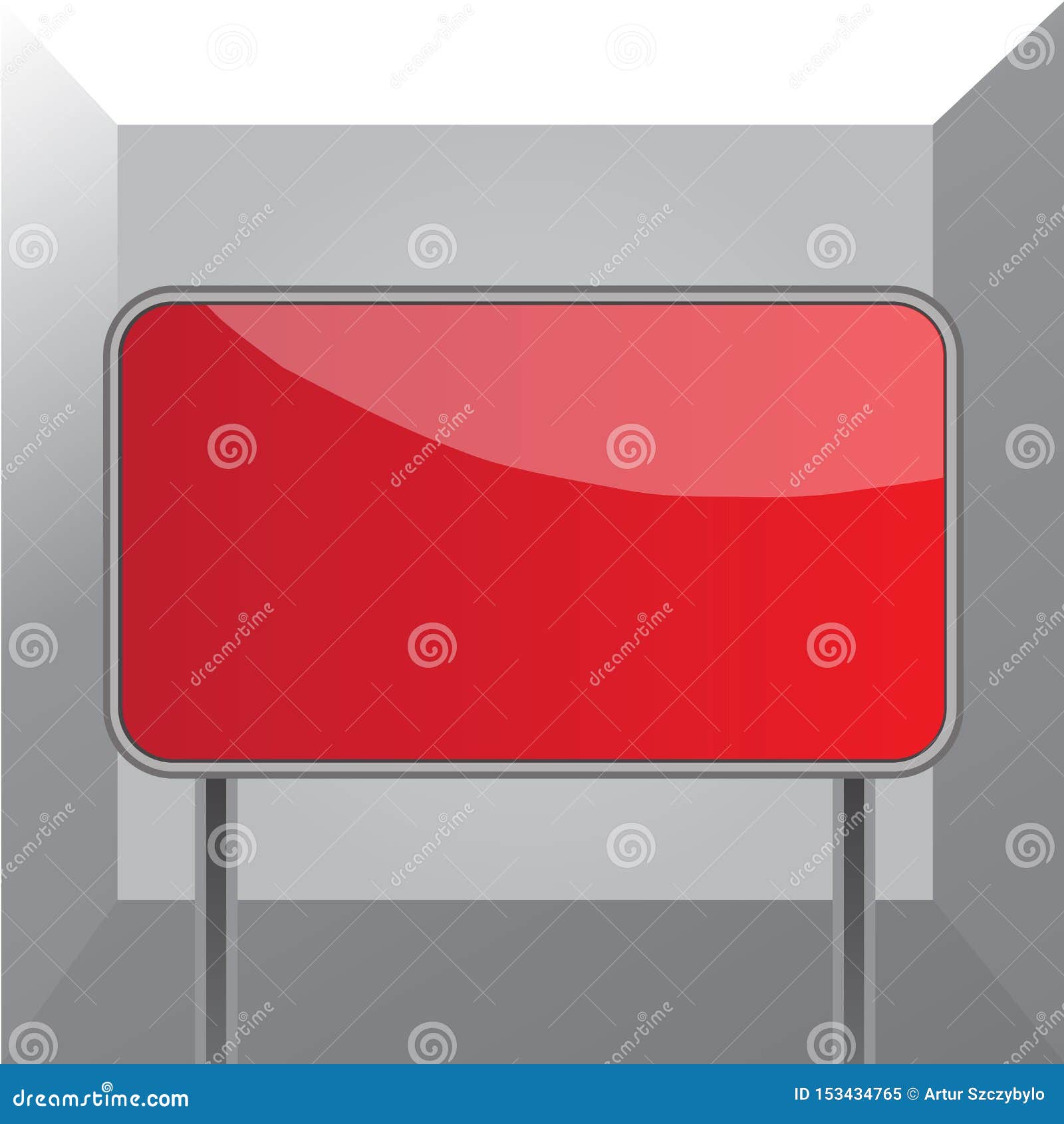 Board Attached on the Ground by Two Metallic Poles. Colored Rectangle ...