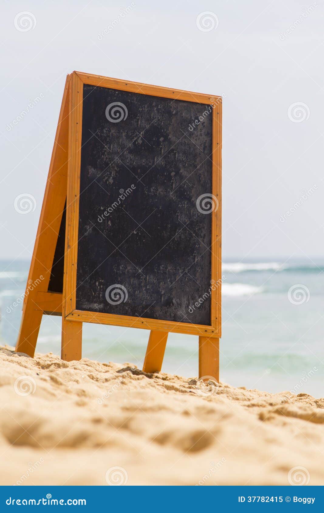 Board on the beach stock image. Image of board, advertising - 37782415