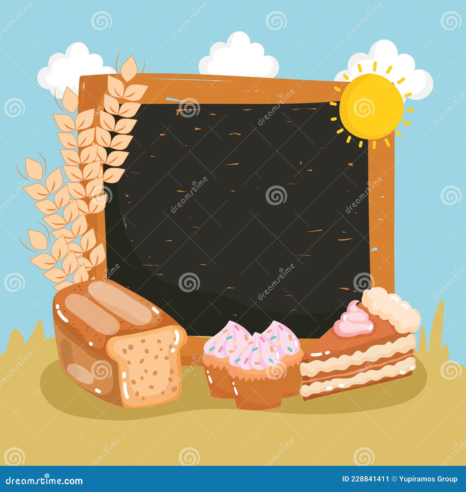 Board with Bread and Pastry Stock Vector - Illustration of pastry ...