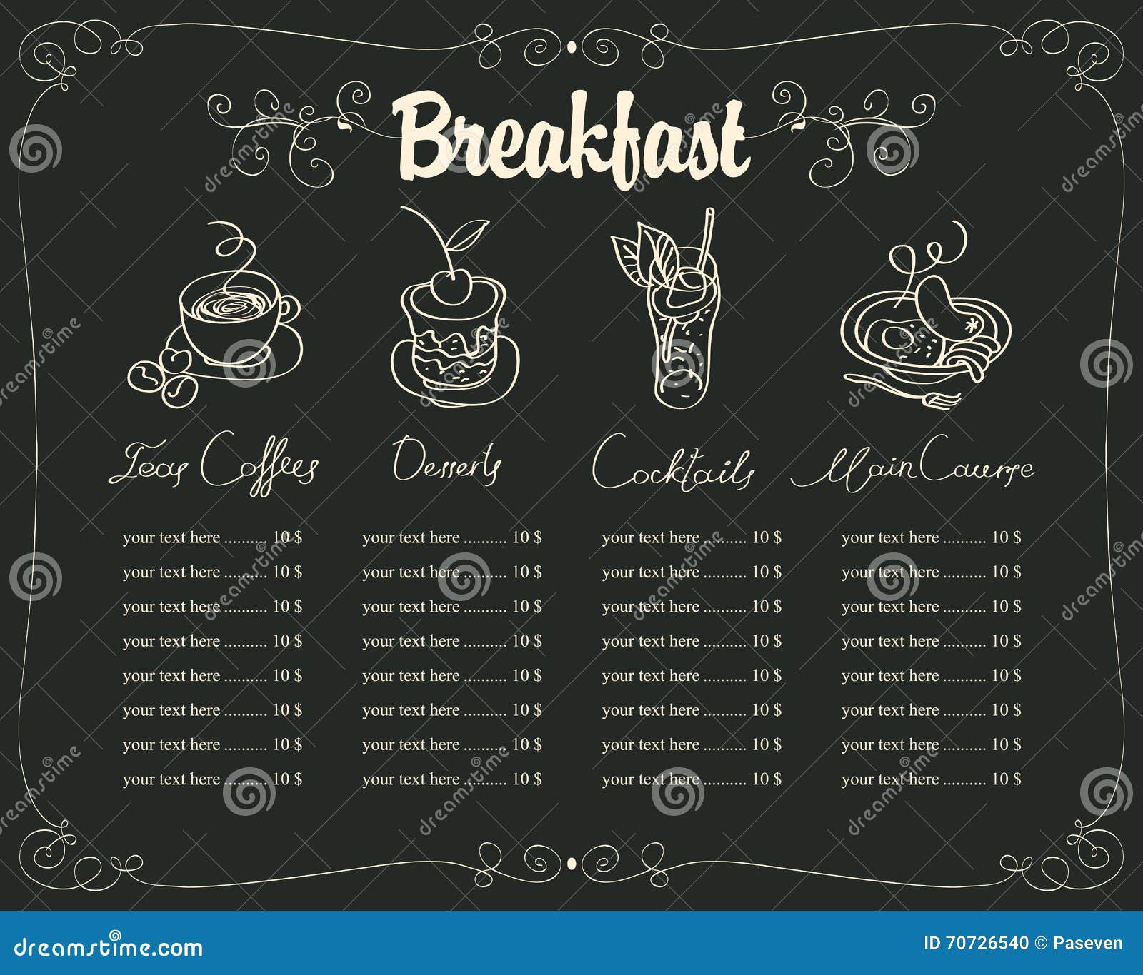 Board with a Breakfast Menu Stock Vector - Illustration of eggs, design ...