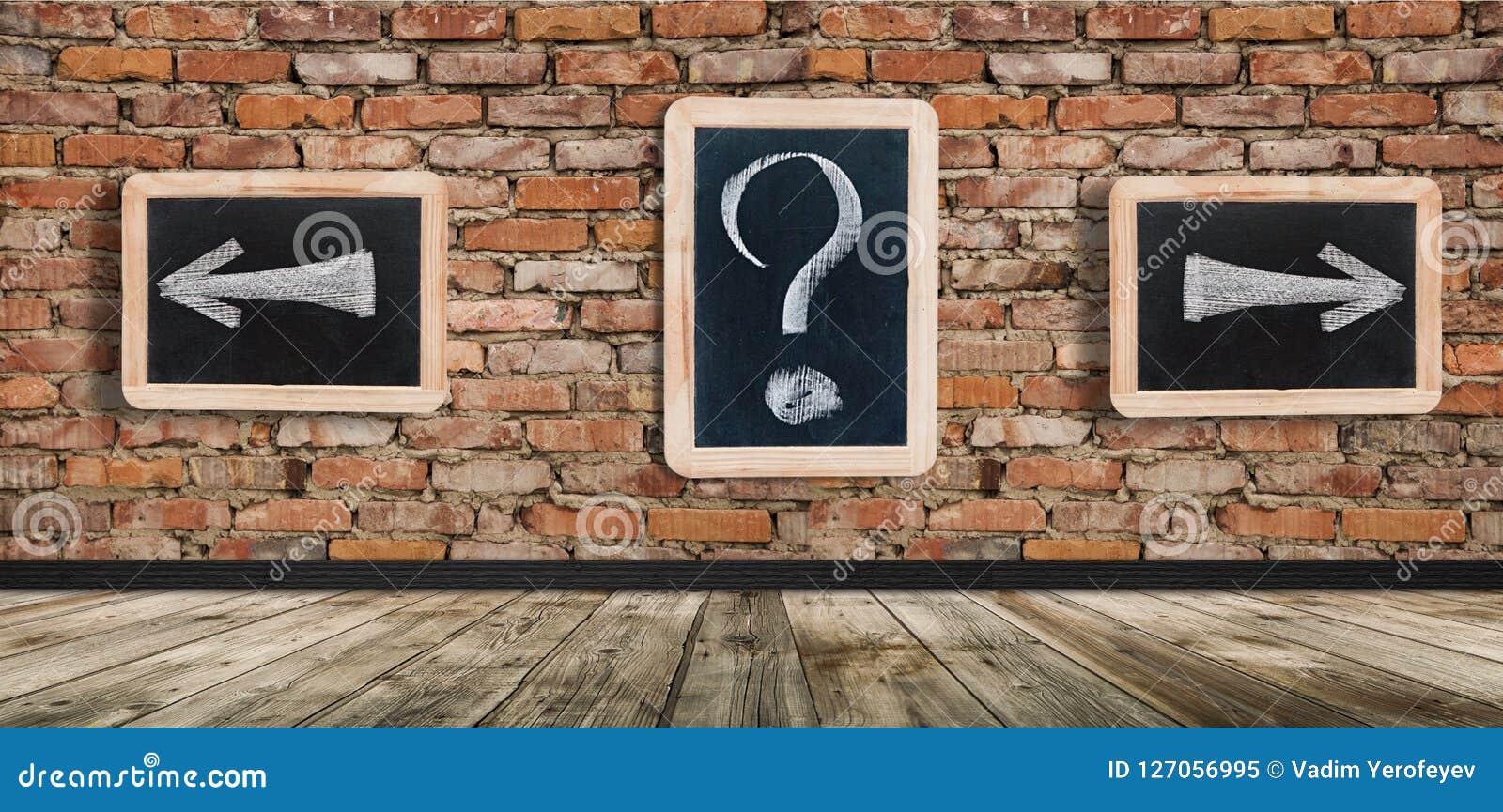 Board on a Brick Wall with a Chalk Drawing of a Question Mark. Stock ...