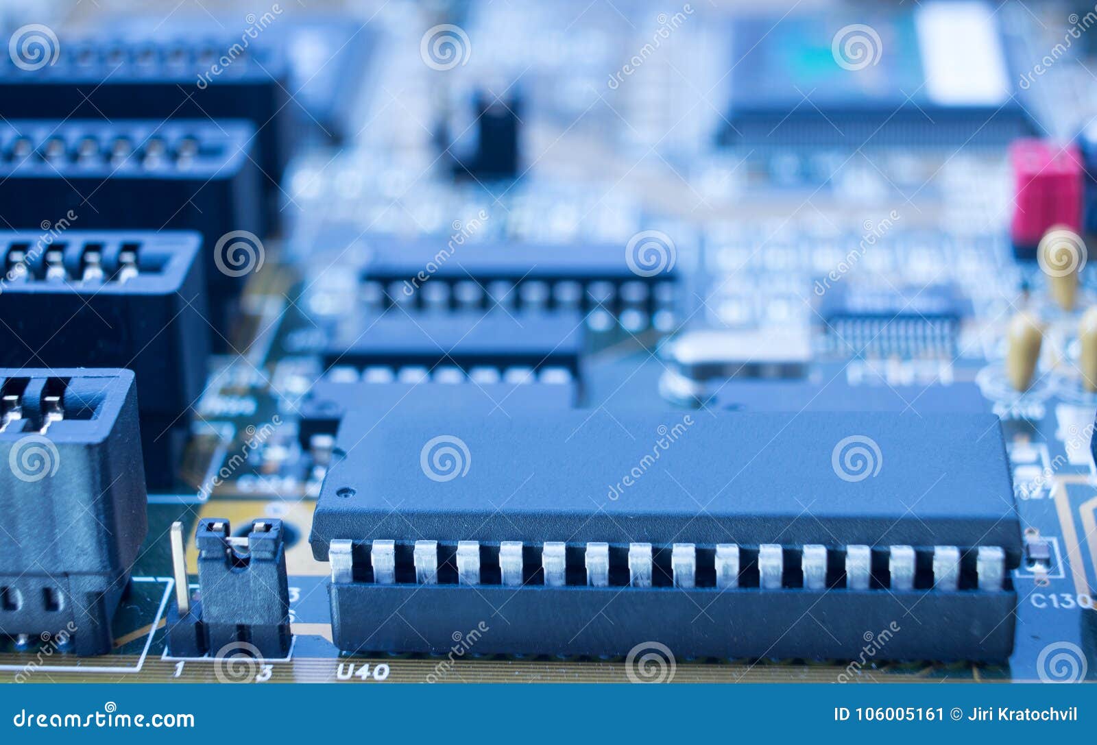Printed Circuit Motherboard with Slots, Processors Stock Image - Image ...