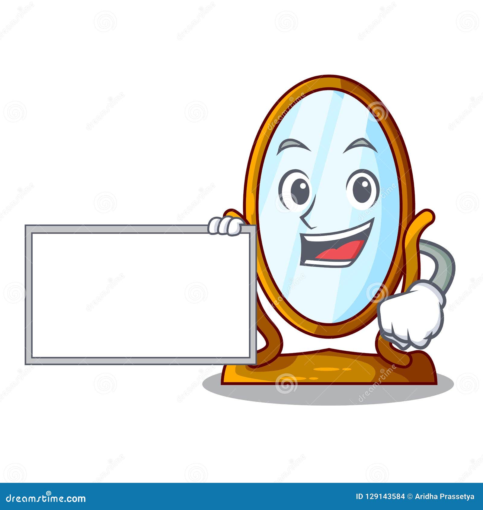 With Board Character Big Mirror in Beautiful Frame Stock Vector ...