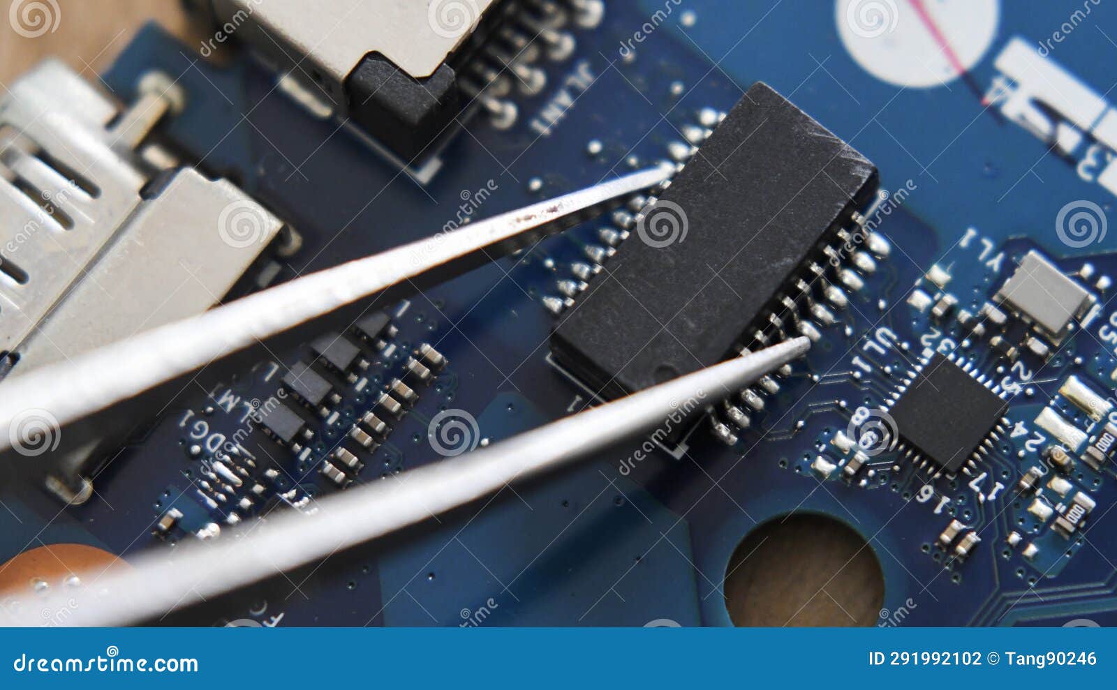 Board with Chips, Electronic Chips, Transistors and Capacitors Stock ...