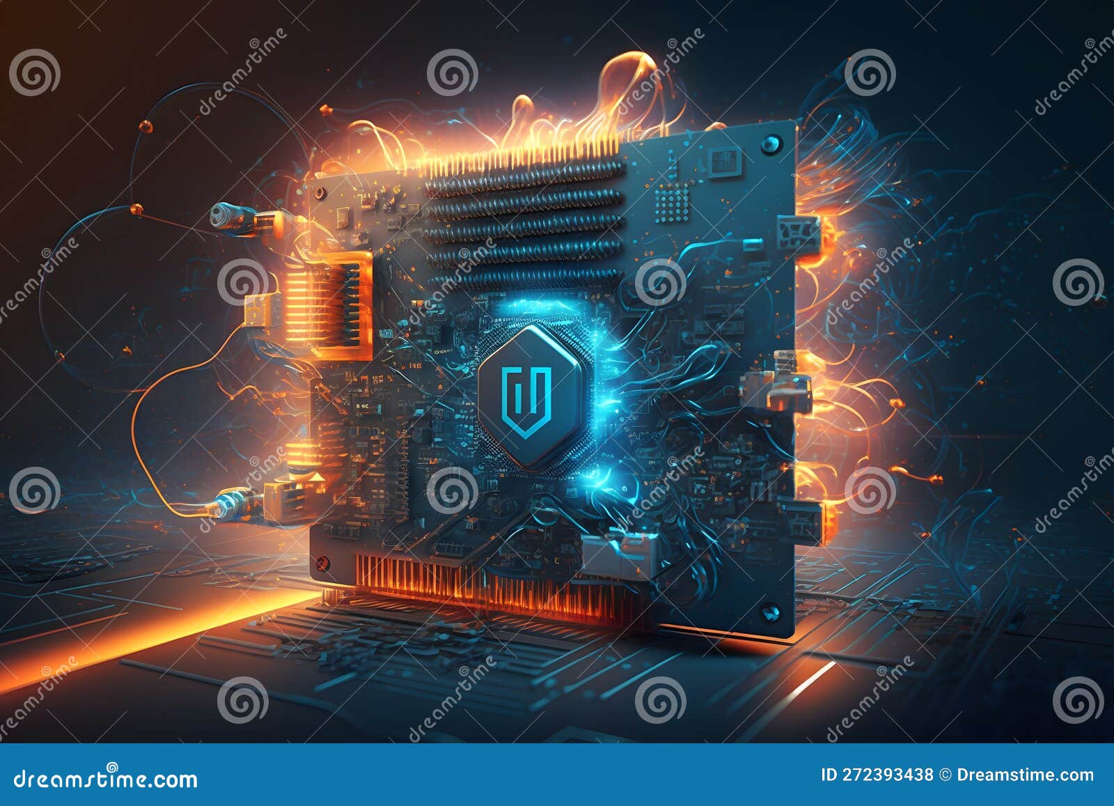 A Board with Chips and a Gaming Graphics Card Processor. Progressive ...