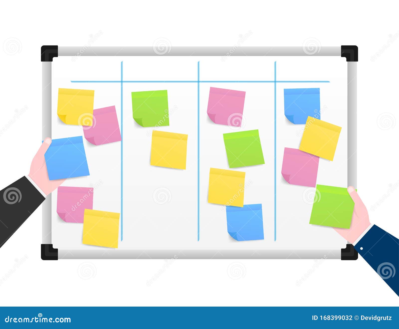 Board with Color Sticky Notes and Markers for Management. Weekly ...