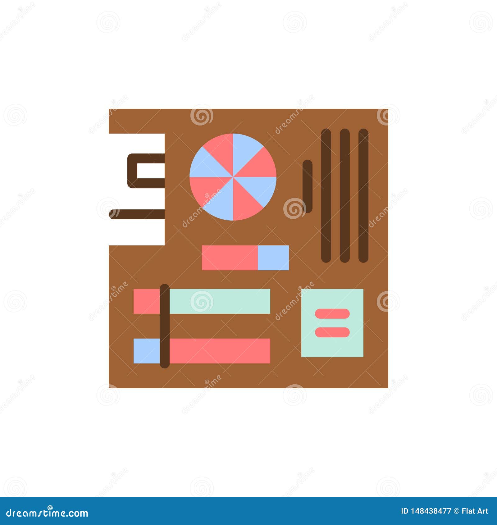 Board, Computer, Main, Mainboard, Mother Flat Color Icon. Vector Icon ...