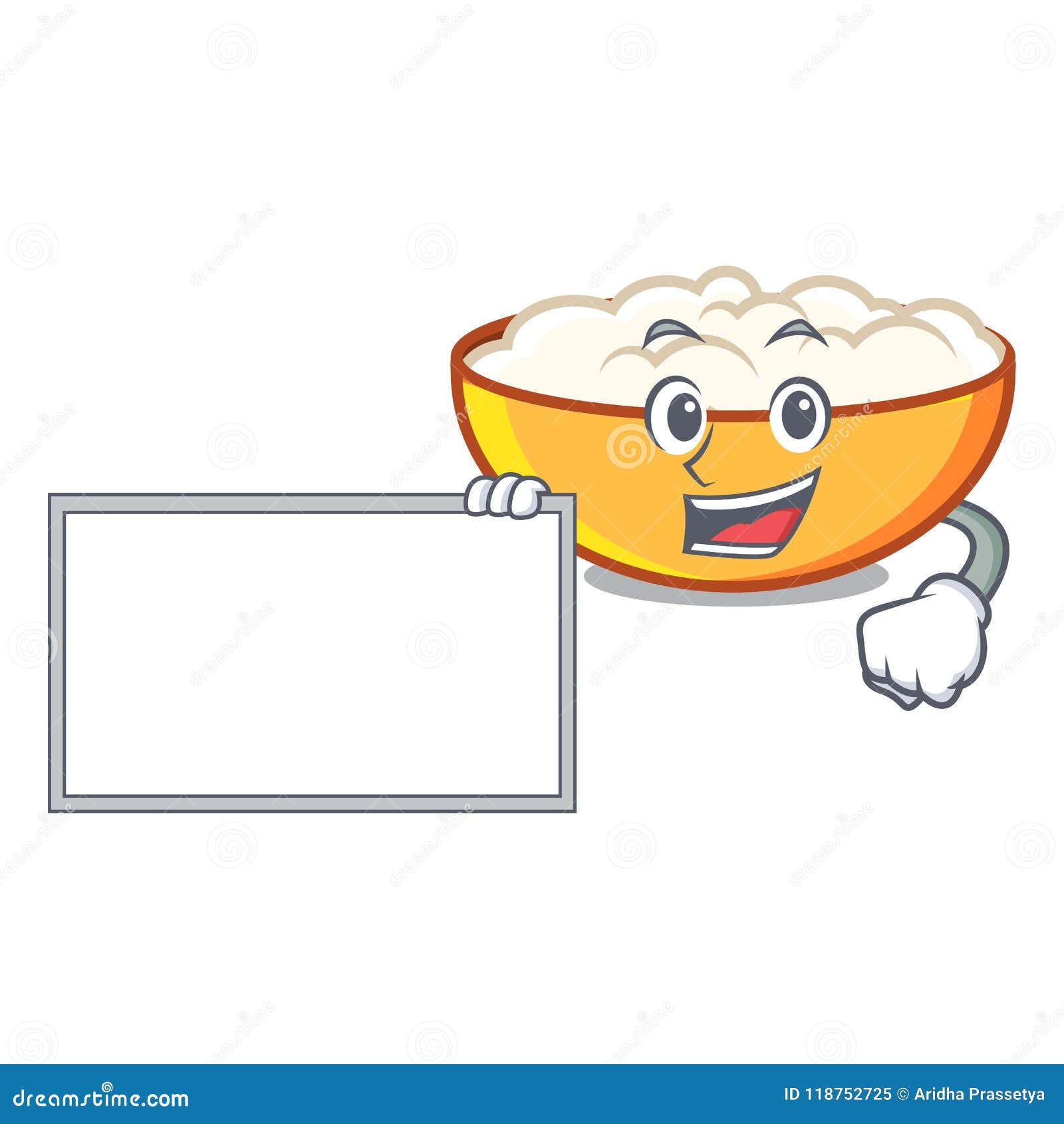 With Board Cottage Cheese Character Cartoon Stock Vector - Illustration ...