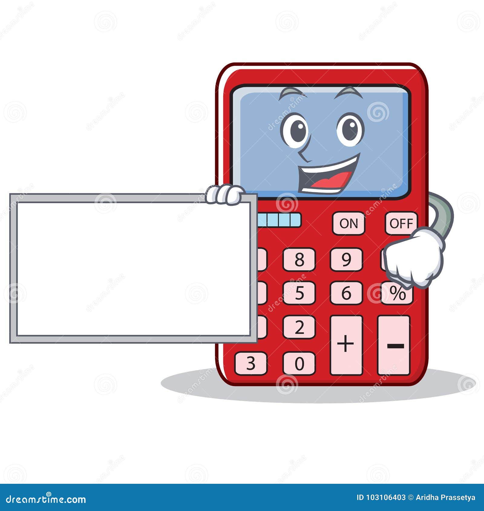 With Board Cute Calculator Character Cartoon Stock Vector ...