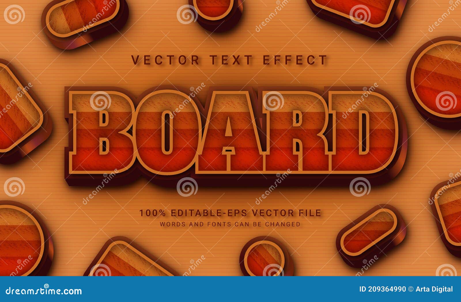 Board 3d Text Style Effect Themed Natural and Wood Stock Vector ...