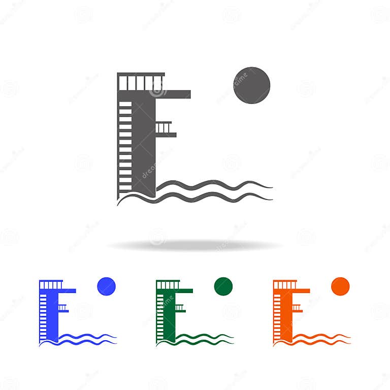 Board Diving. the Pool and a Springboard Icon. Element of Beach ...
