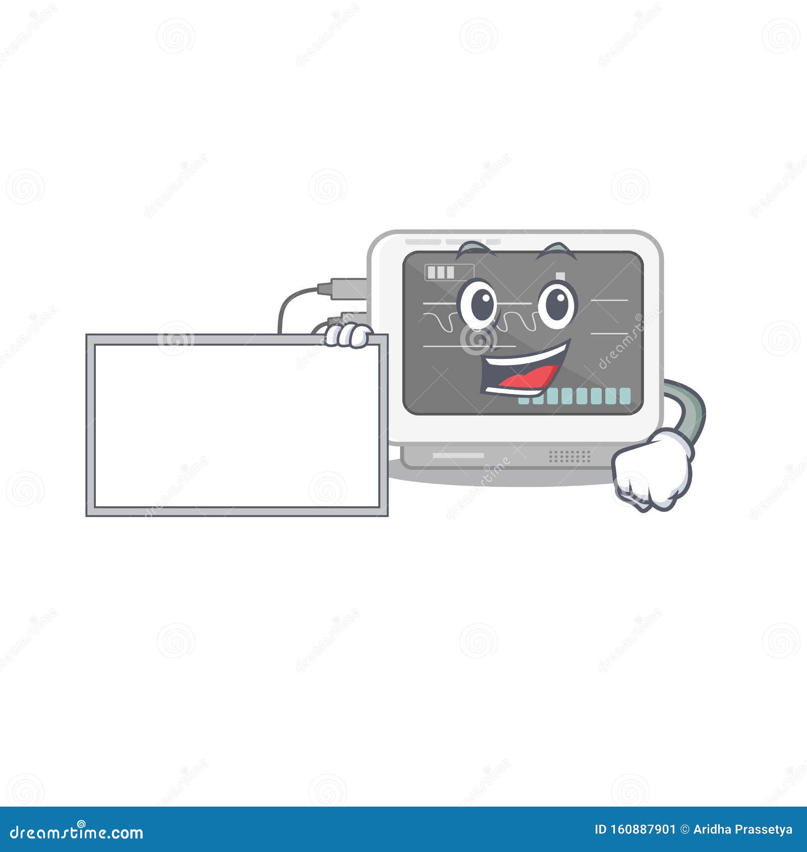 With Board Ecg Machine Cartoon with the Character Stock Vector ...