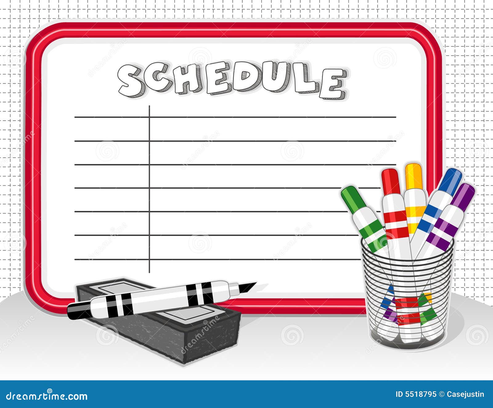 Board Eraser Markers Schedule White Иллюстрация вектора - иллюстрации ...