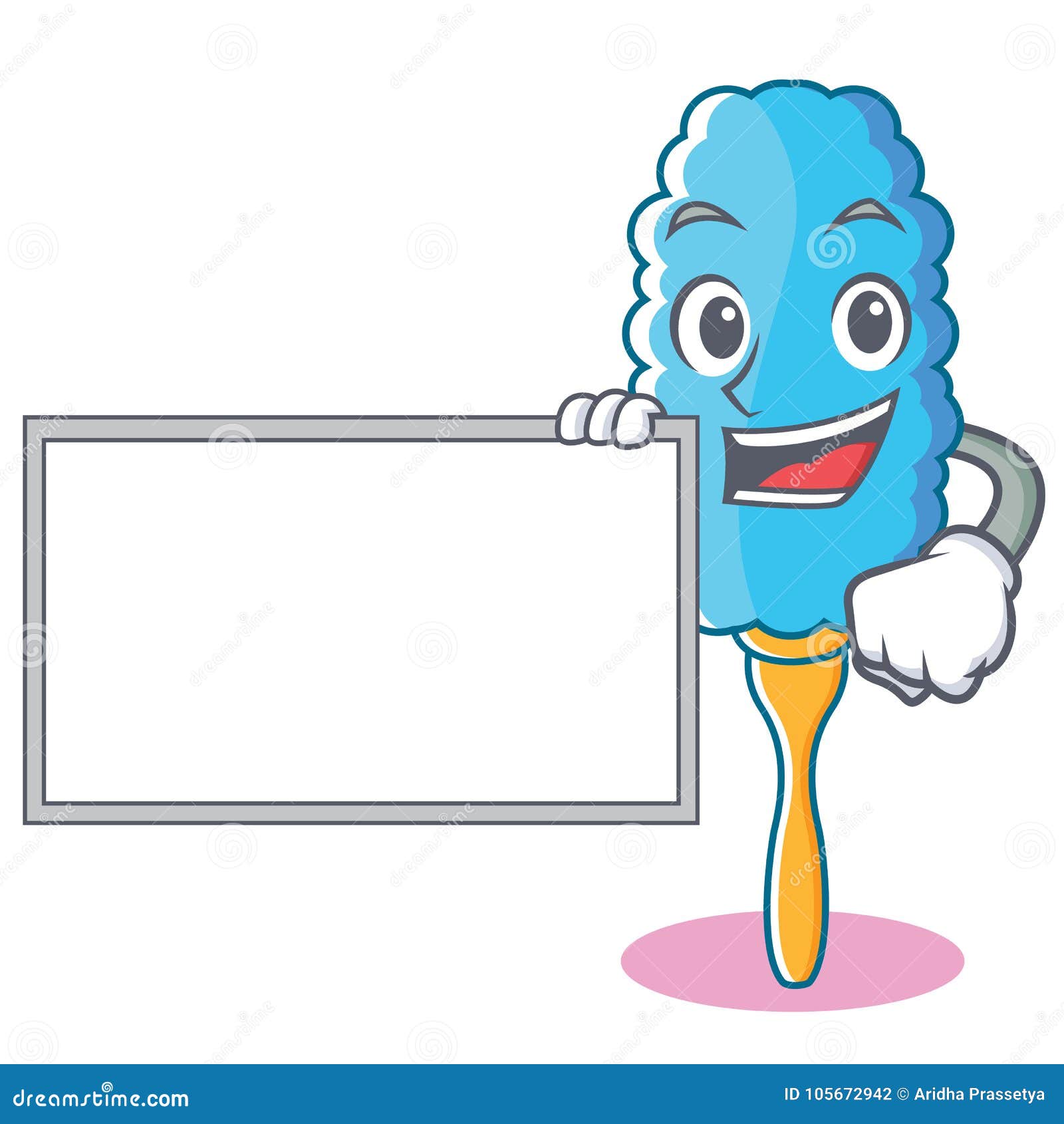 With Board Feather Duster Character Cartoon Stock Vector - Illustration ...