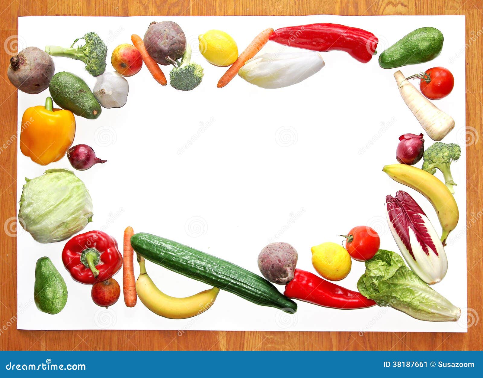 Board with Fresh Vegetable and Fruit Border Stock Image - Image of ...