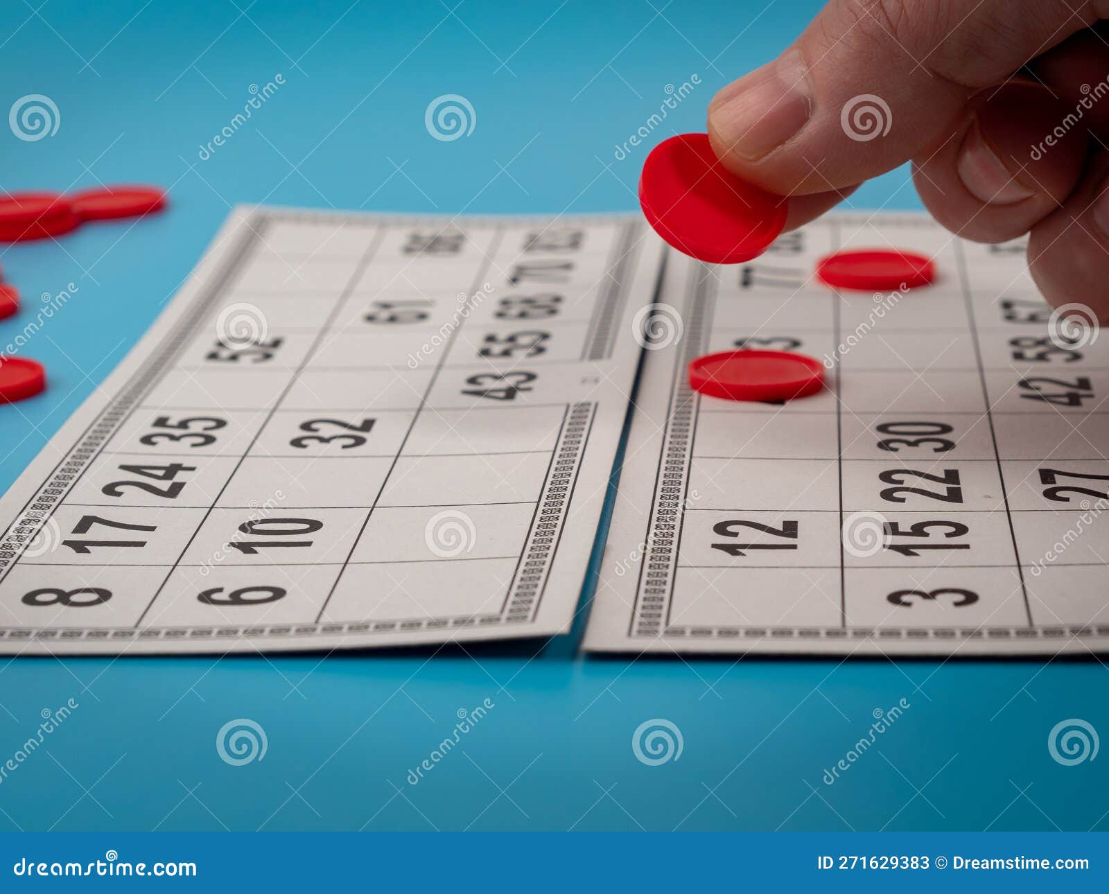 Board Game Bingo. Plastic Playing Chips in Hand Stock Image - Image of ...