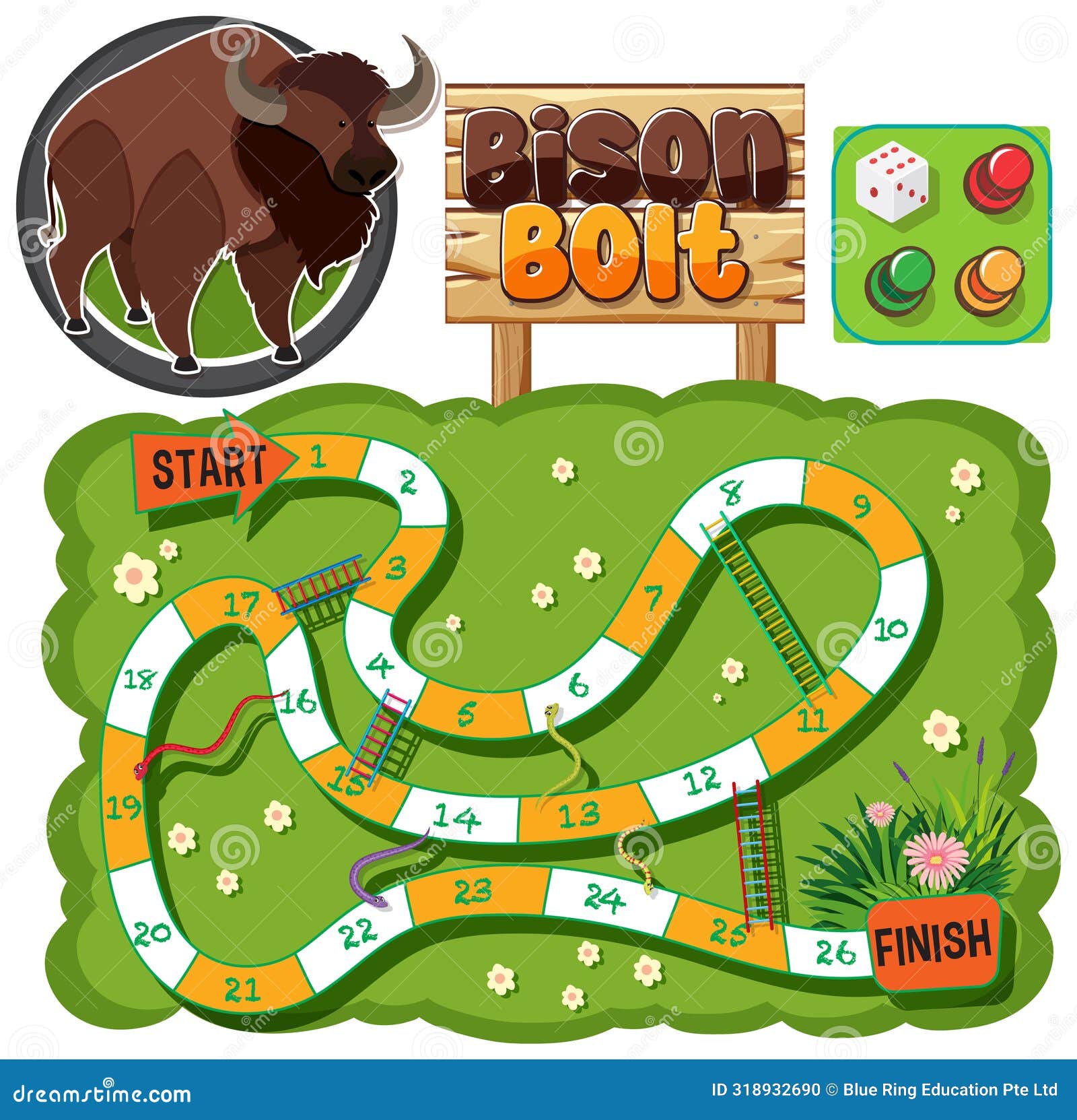 Board Game with Bison Theme Stock Vector - Illustration of challenge ...