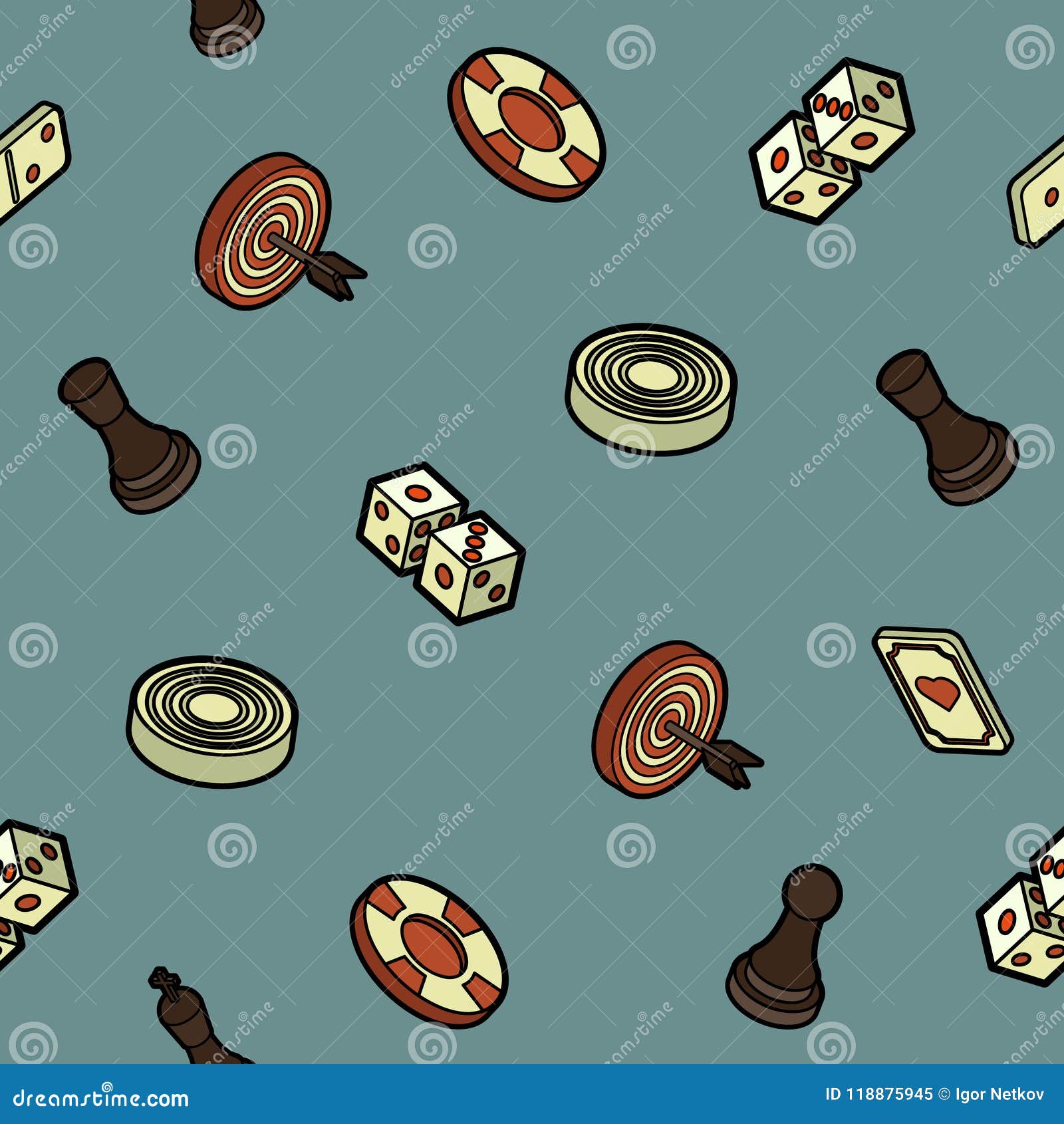 Board Game Color Outline Isometric Pattern Stock Vector - Illustration ...