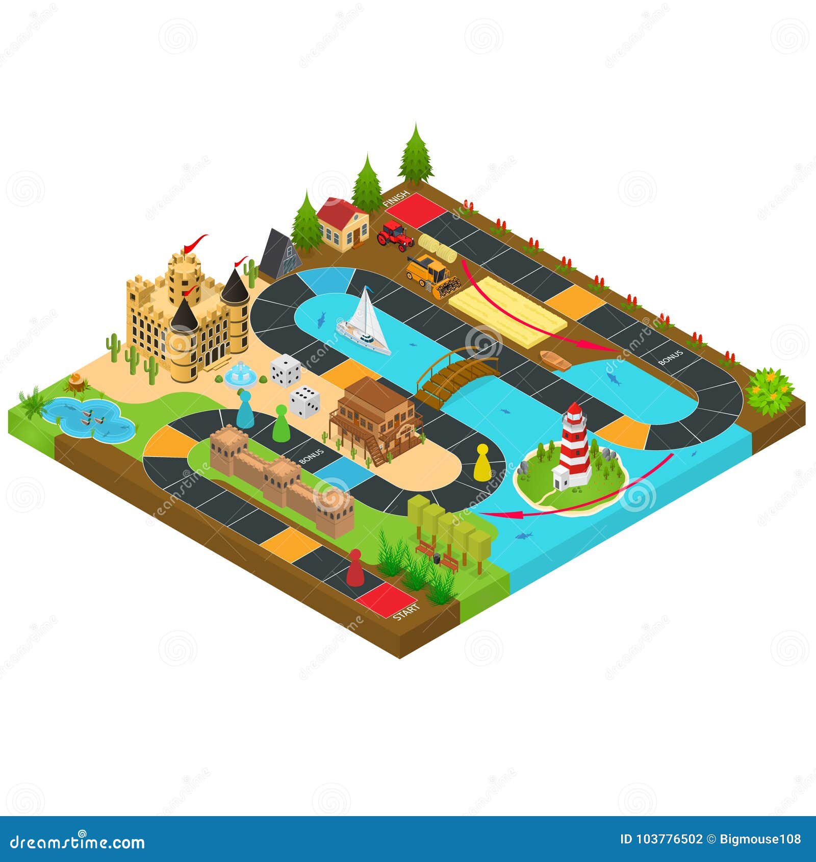 Board Game Concept 3d Isometric View. Vector Stock Vector ...