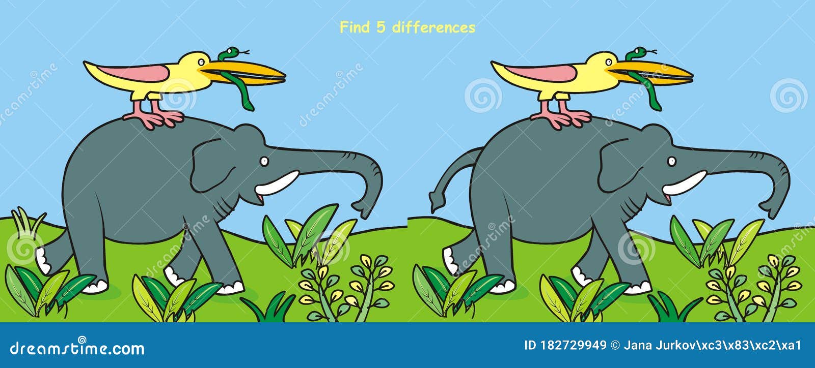 Board Game, Find Five Differences, Animals, Vector Illustration Stock ...
