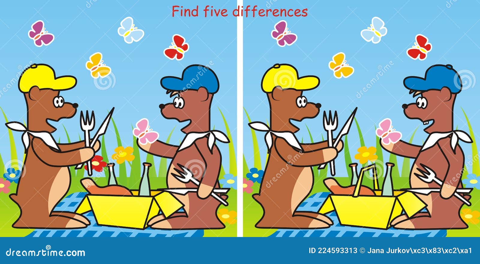 Find Five Differences. Coloring Page For Kids. Activity Worksheet For ...
