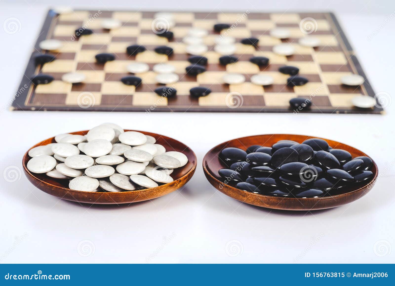 Board Game Go and Black and White Bones. Go or Wei-Chi ,board Game ...