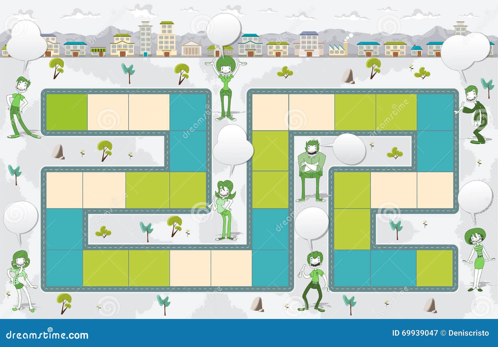 Board Game with Green People Stock Vector - Illustration of path ...