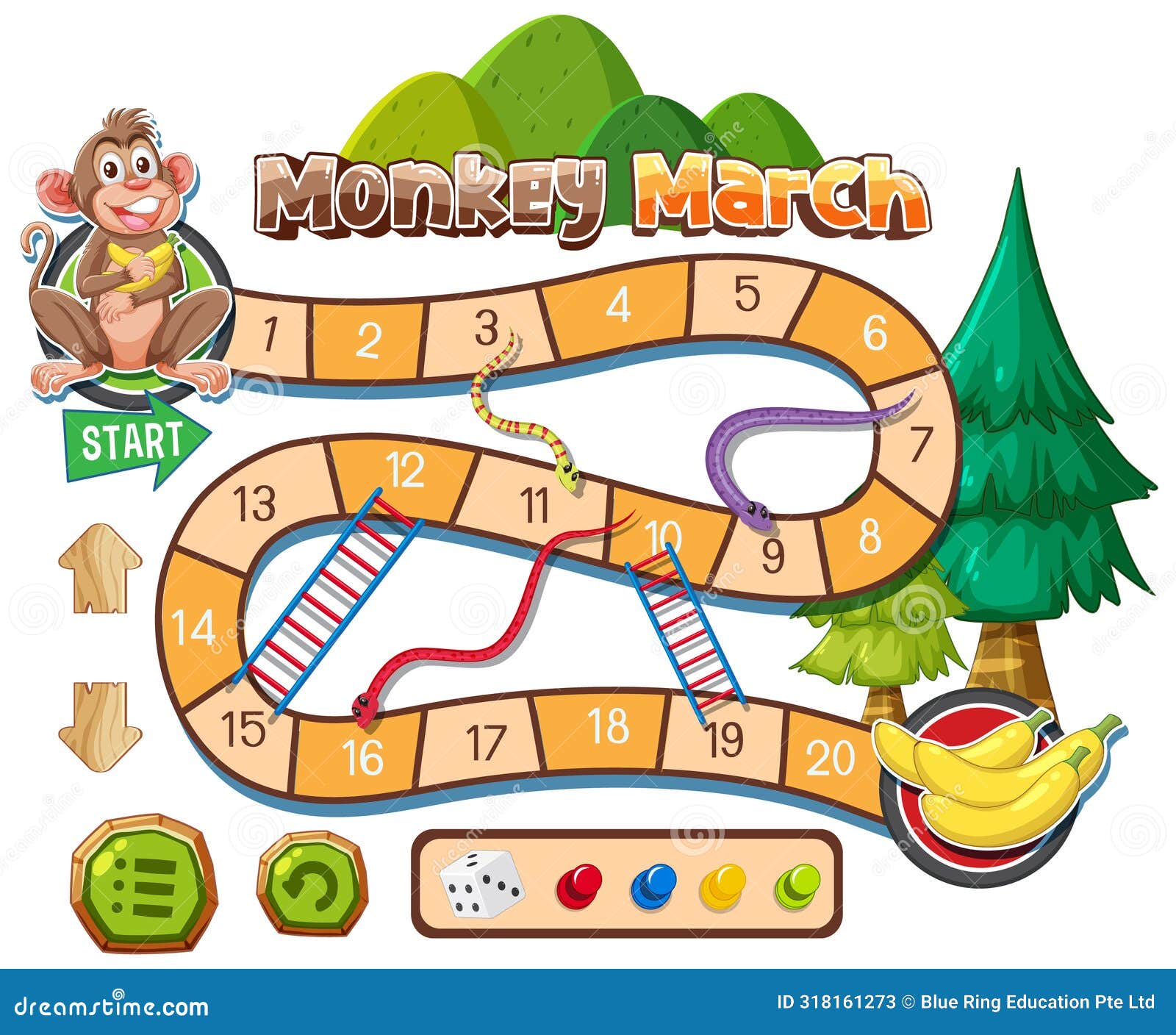 Board Game Layout with Playful Monkey Theme Stock Vector - Illustration ...