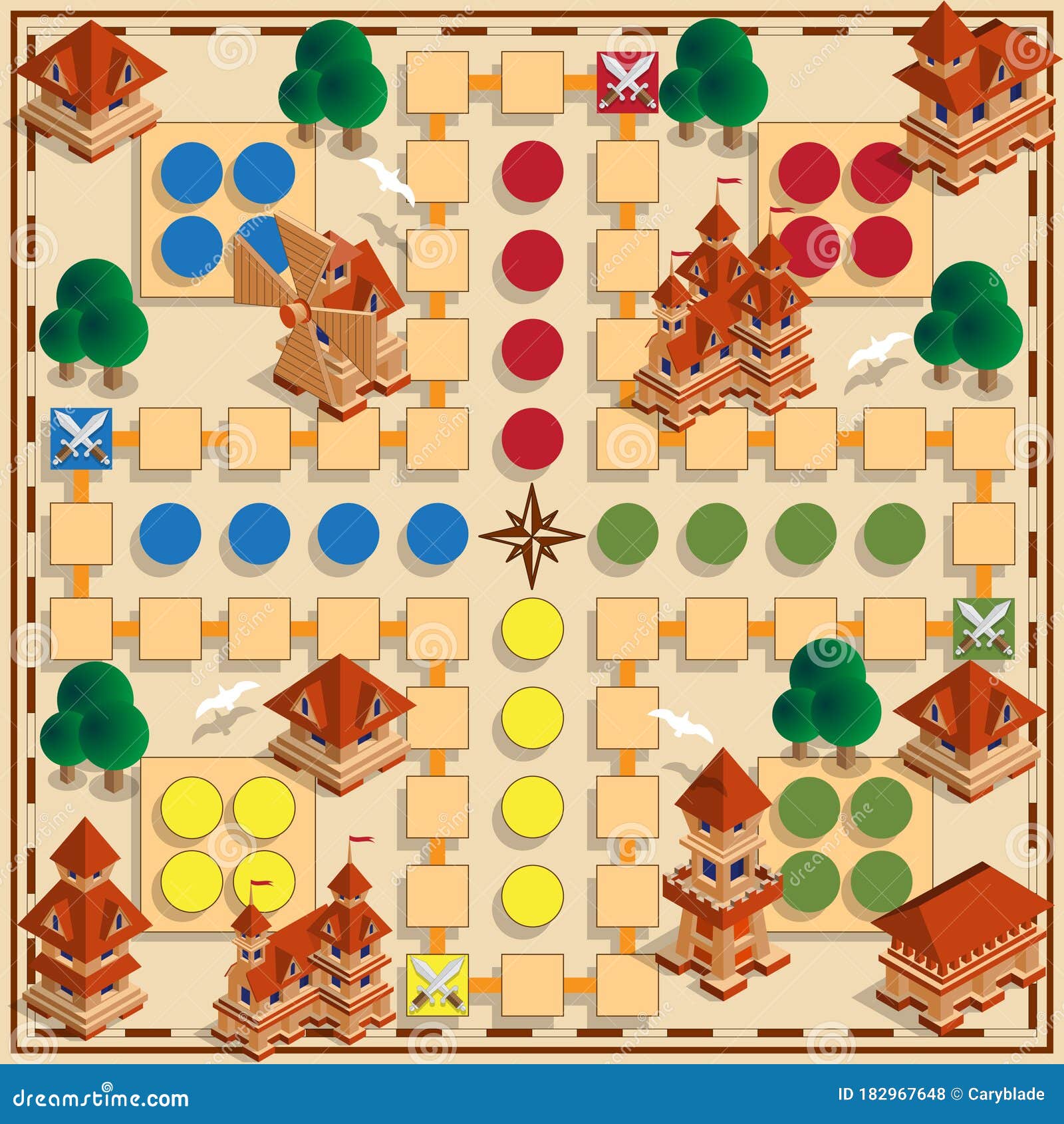 Board Game of the Medieval Theme. Stock Vector - Illustration of ...