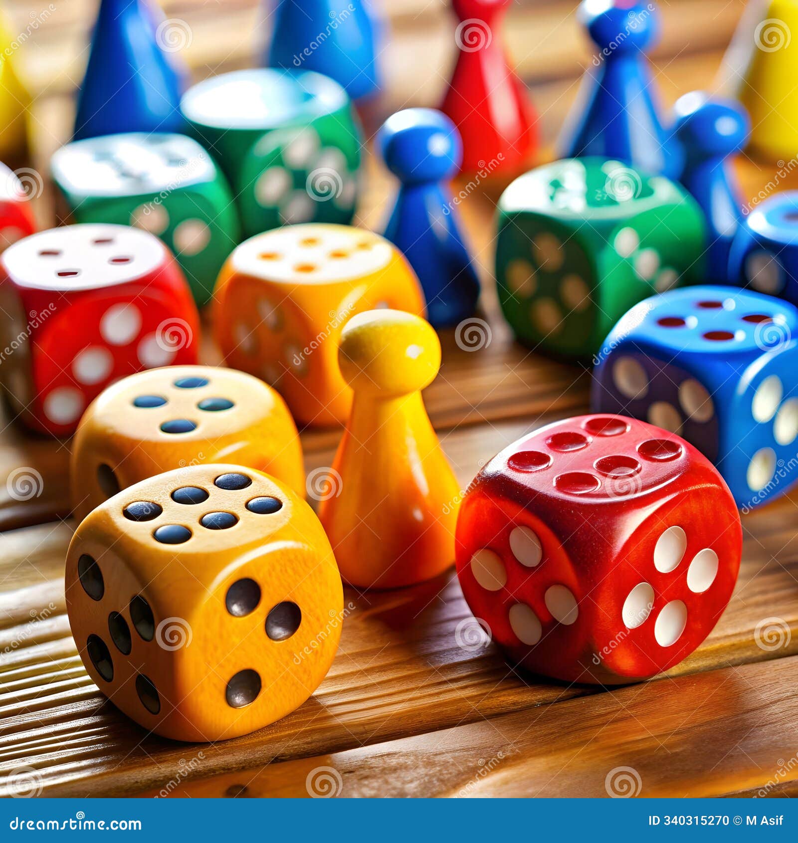 Board game pieces and dice stock illustration. Illustration of ...